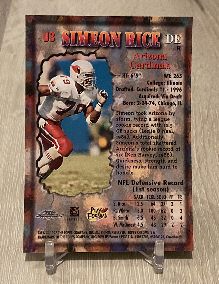 1997 Topps Chrome Underclassmen Refractor Simeon Rice #U3 - FREE ...