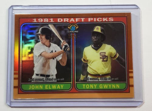 2024 Bowman Chrome John Elway/Tony Gwynn 1981 Draft Picks Orange ...