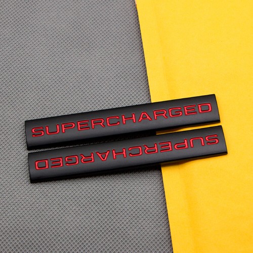 2Pcs Metal Black & Red Coated Supercharged Badge Rear Trunk V6 V8 Sport ...