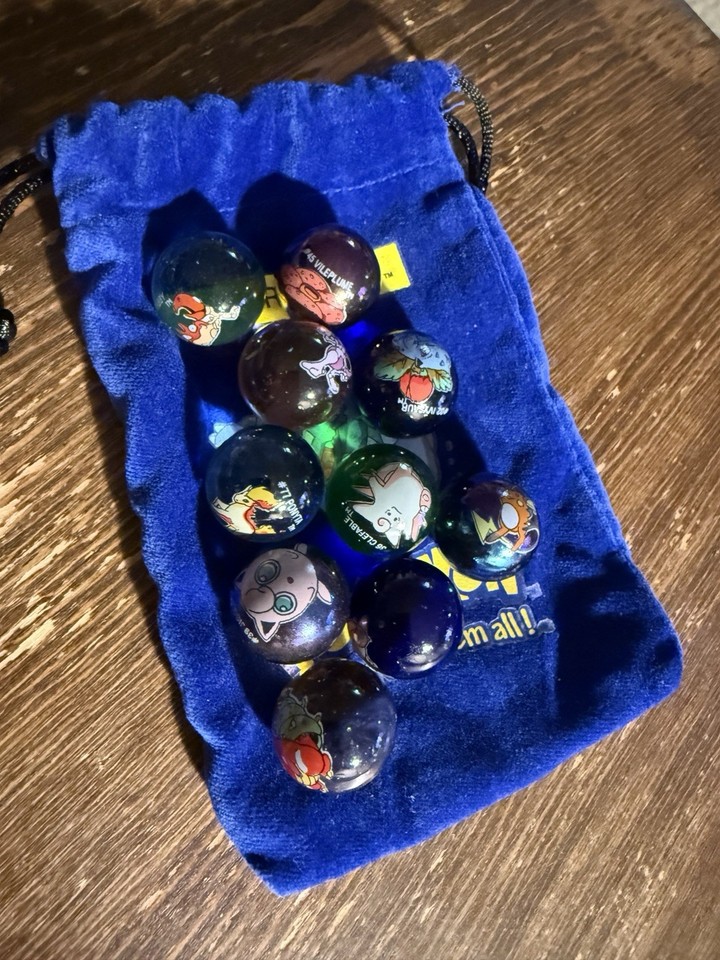 Vintage Pokemon #112 RHYDON BLUE Marble Collector Bag / Pouch WITH 10 ...