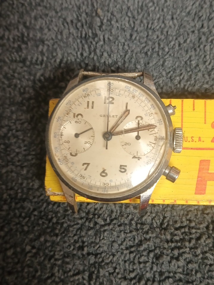 Vintage Gallet Multichron Chronograph S.Steel Flying Wrist Watch 4 ...