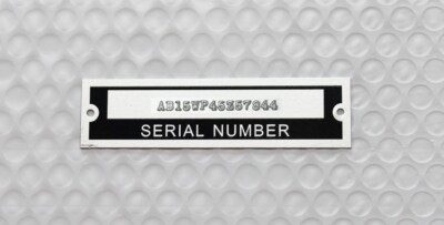 New! Serial Number Plate Identification Tag - Stamped with Your Numbers ...