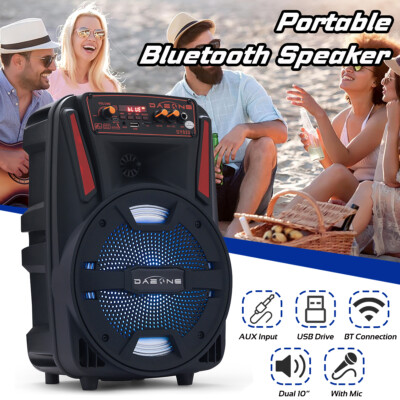 1000W Portable Bluetooth Speaker 8" Subwoofer Heavy Bass Loud Sound ...