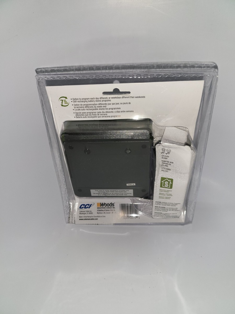 Woods 50015 Outdoor 7 Day Heavy Duty Digital Outlet Timer Woods Plug