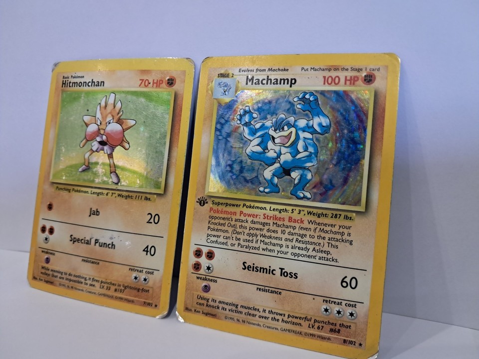 Pokémon Base Set Holo - Machamp 1st Edition 8/102 & Hitmonchan 7/102 ...