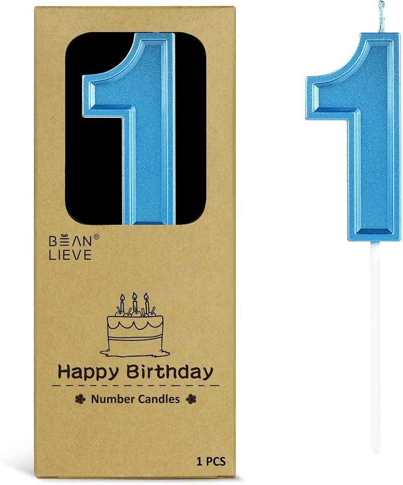 BEAN LIEVE Blue Birthday Candles Number 1, Blue Number Candles, Cake ...