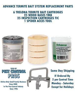 6 Advance Termite Control Bait Cartridges 25 monitors 25 wood bases 1 ...