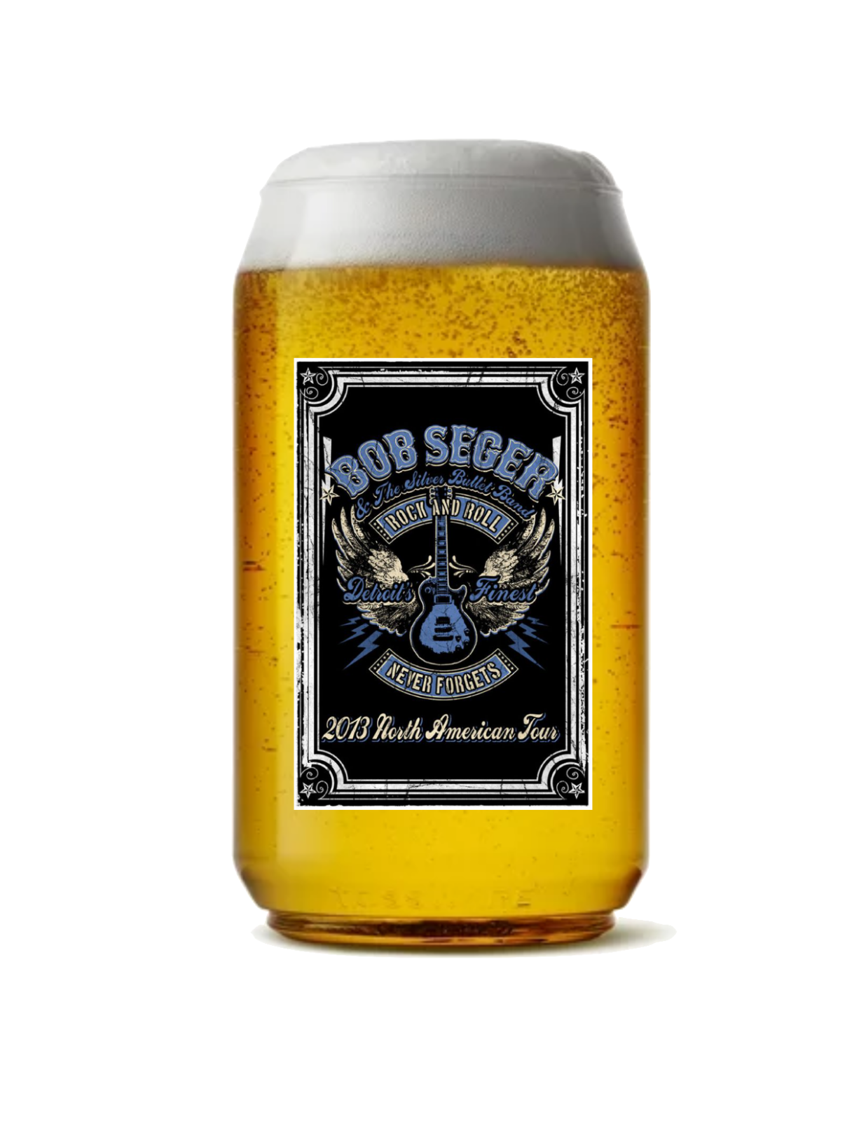 Bob Seger - Rock and Roll - 16oz Pint Beer Can Glass Seltzer Barware ...