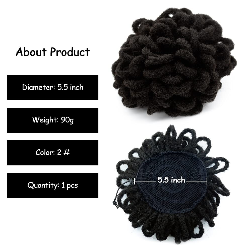 DreadLock Bun Afro High Puff Drawstring Ponytail Synthetic Faux Locs ...