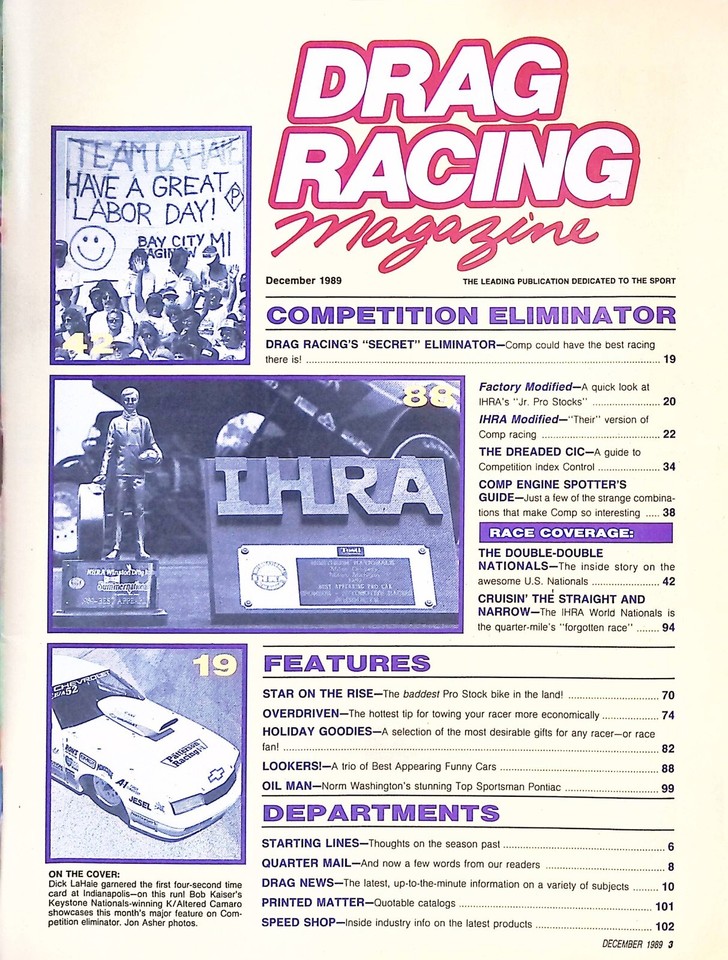 Drag Racing Magazine December 1989 Competition Eliminator, The Dreaded ...