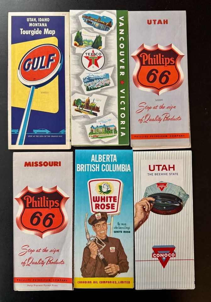 18 Vintage Service Station Maps SHELL-PHILLIPS 66-CONOCO-GULF-TEXACO ...