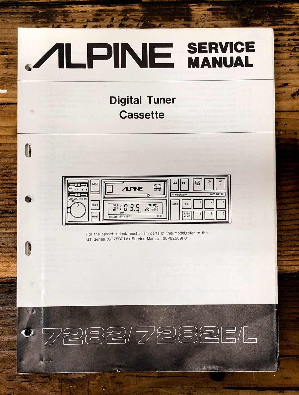 Alpine Model 7282 7282E 7282L Car Stereo Service Manual *Original* | eBay