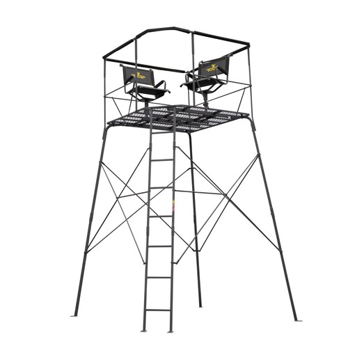 Rivers Edge 12’ 2-Man Quad Pod Tower Hunting Stand, 360-Degree Swivel ...