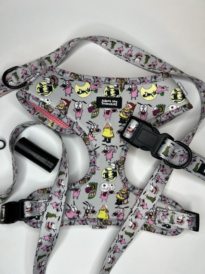 Courage The Cowardly Dog Harness Collar Leash LARGE French Bulldog Pets ...