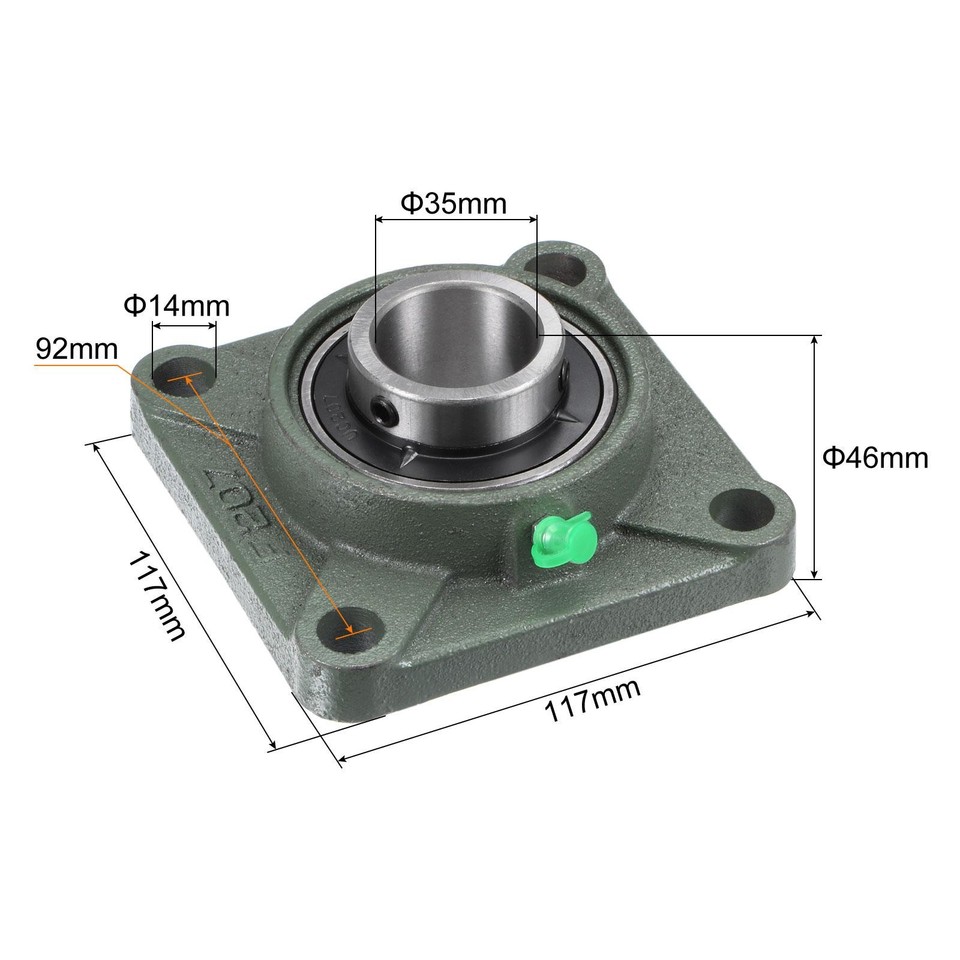 UCF207 Flange Block Bearings 35mm Bore Cast Iron Bearing Unit Set Screw ...