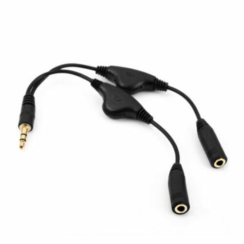 3.5mm Stereo Audio Male to 2 Female Headphone Mic TRRS Y Splitter Cable ...