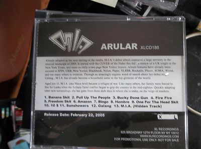 M.I.A. Arular RARE PROMO CD - FREE SHIPPING 634904918620| eBay