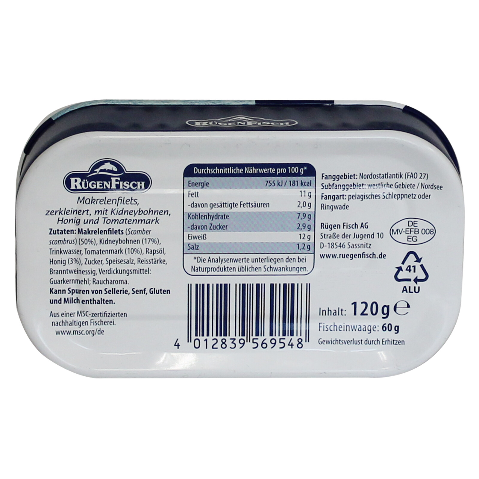 15er Pack RügenFisch Scomber Mix BBQ (15 x 120 g) Fischbüchse ...