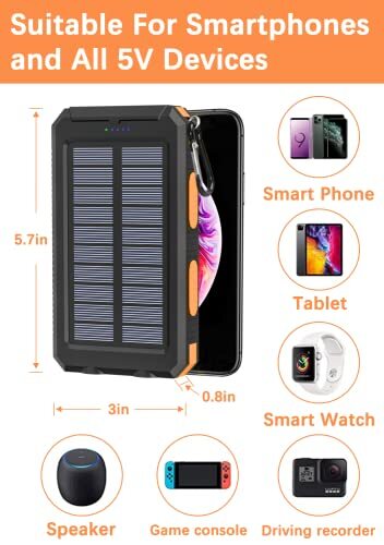 Solar Charger 20000mAh Power Bank Portable Solar Phone Charger, Camping ...