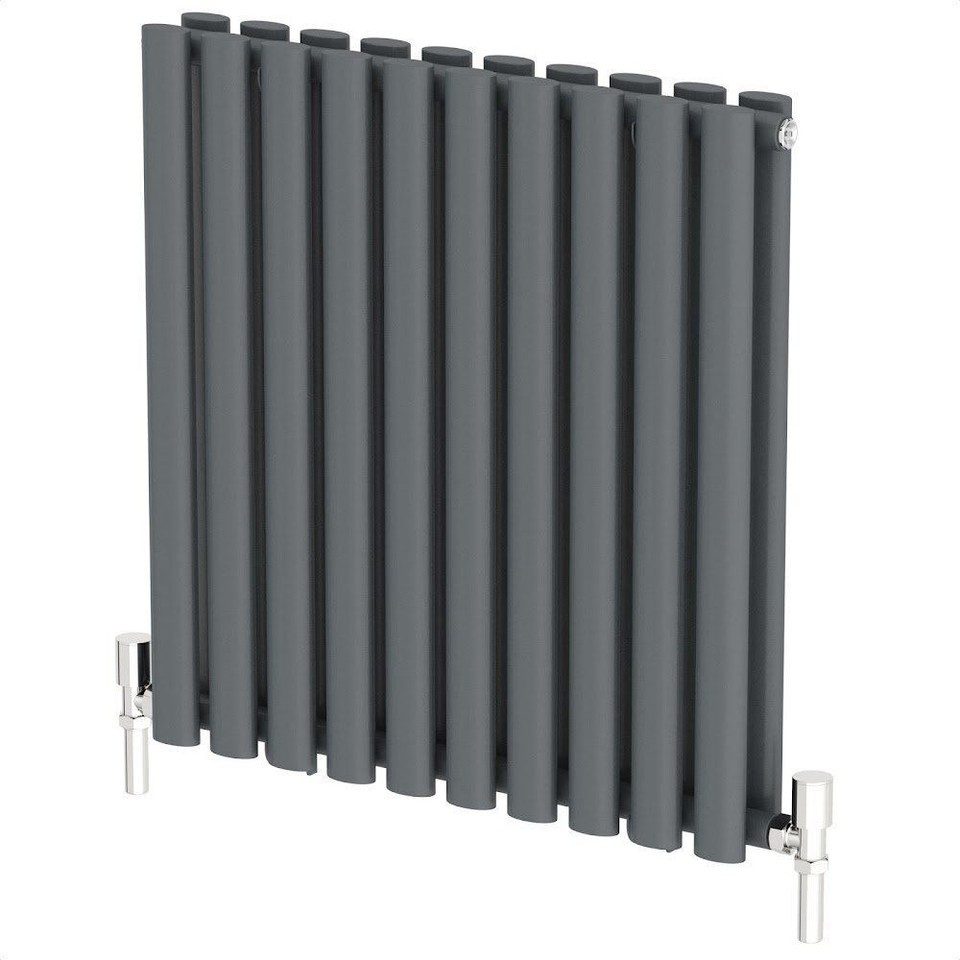 Anthracite Designer Radiator Horizontal Oval Column Double Panel Rad ...