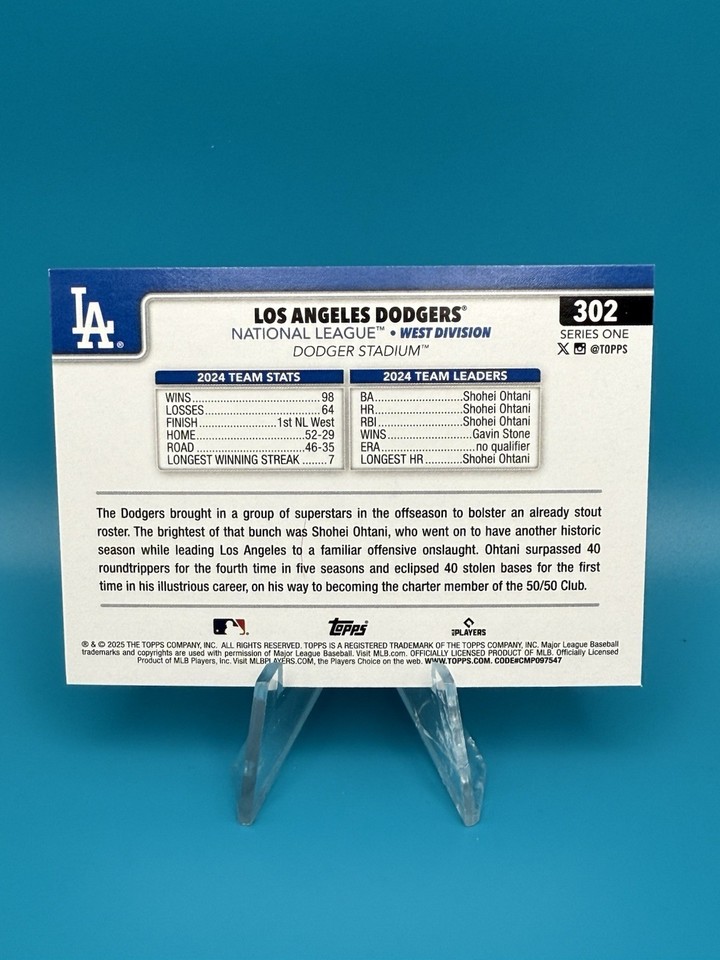 Shohei Othani 2025 Topps Series 1 - Dodgers Team Card Easter Foil ...