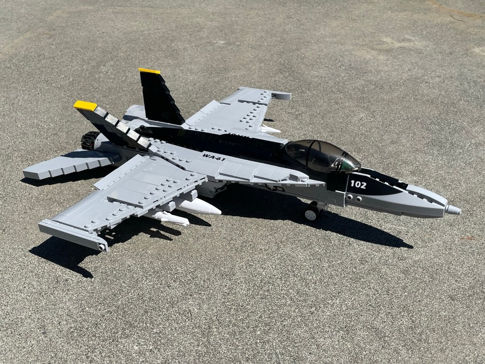 F18 Hornet Fighter Jet Building Blocks Military MOC Aircraft Bricks ...