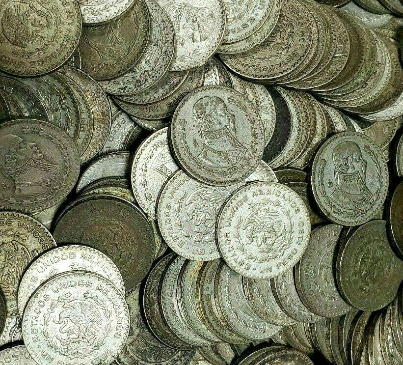 10 BIG SILVER MEXICO UN PESO COINS! UN PESO MEXICAN COIN LOT!! | eBay