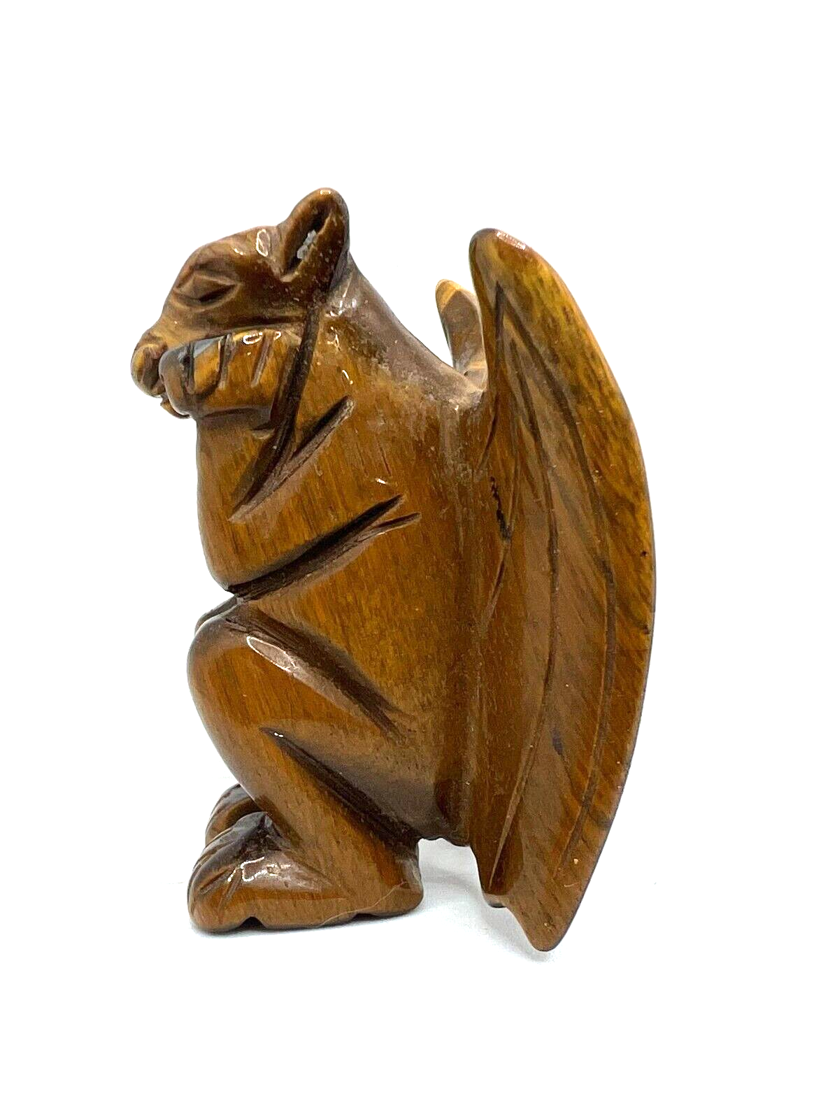 Hand Carved Tiger Eye Gargoyle Figurine 2" | eBay