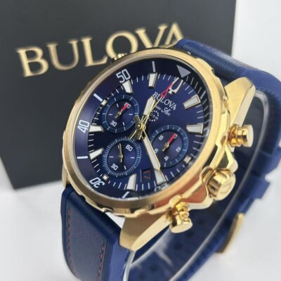 Bulova Marine Star 97B168 Men's Chronograph Quartz Watch Blue Dial ...