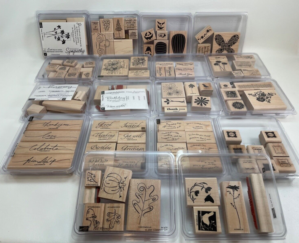 Lot of 48 Sets STAMPIN UP Stamps Including 370 Individual Stamps Wood ...