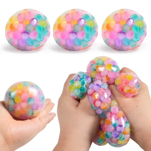 6Cm Kids Rainbow Pinch Bead Stress Relief Ball TPR Vent Decompression ...
