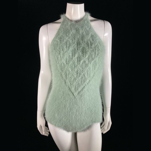 80% Angora Fuzzy Hand Knit NWT Pale Green Body Suit Lingerie Sweater ...