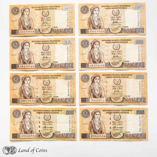 CYPRUS: 8 x 1 Cypriot Pound Banknotes. | eBay