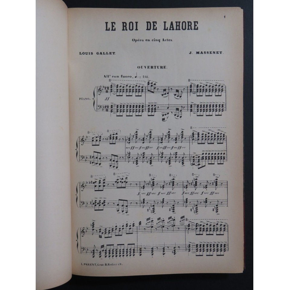 Massenet Jules the King Of Lahore Opera Singer Piano 19th | eBay Australia