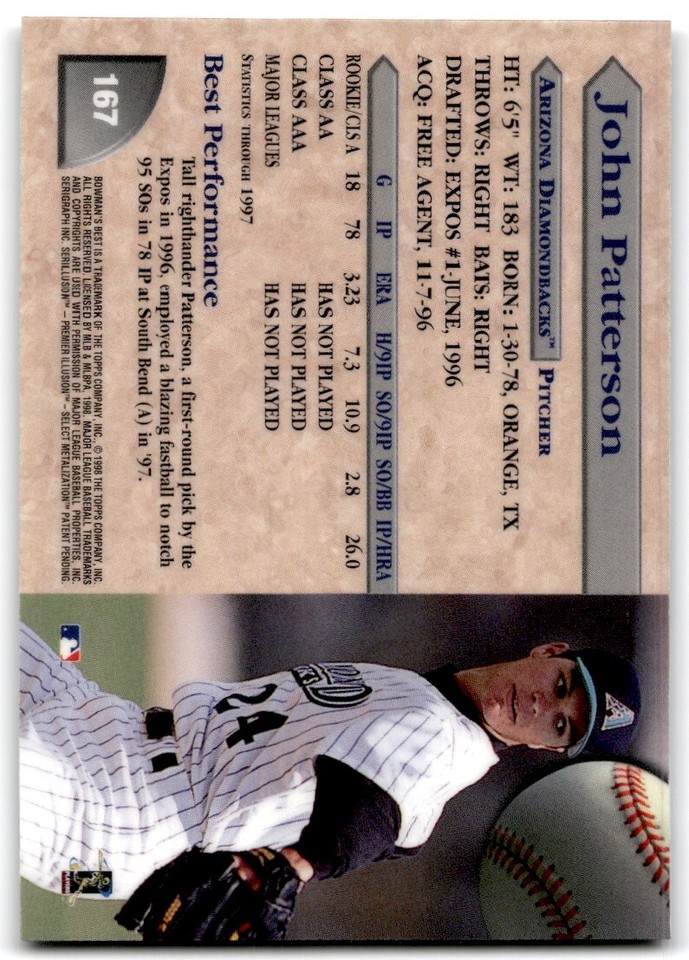 1998 Bowman's Best John Patterson Baseball Cards #167 | eBay