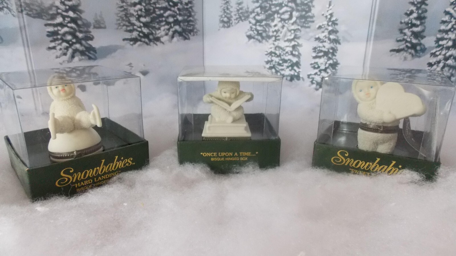 Dept 56 Snowbabies ~ Set of (3) Hinged Boxes ~ Skate Books Heart with ...