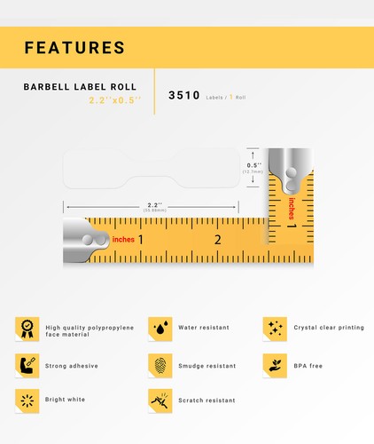 ZEBRA 2.2" x 0.5" Jewelry/Barbell Labels - DT (32) Rolls 3,510 Labels ...
