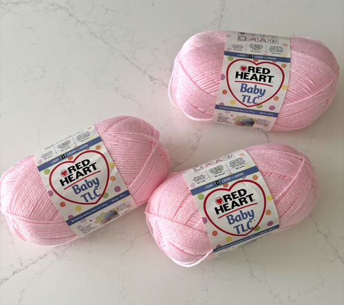 x3~Red Heart Baby TLC Yarn~Powder Pink~358 yards/5 oz~Made in USA~NEW ...