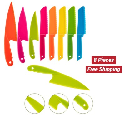 8PCS Kid Plastic Kitchen Knife Set Children's Safe Cooking for Fruit ...