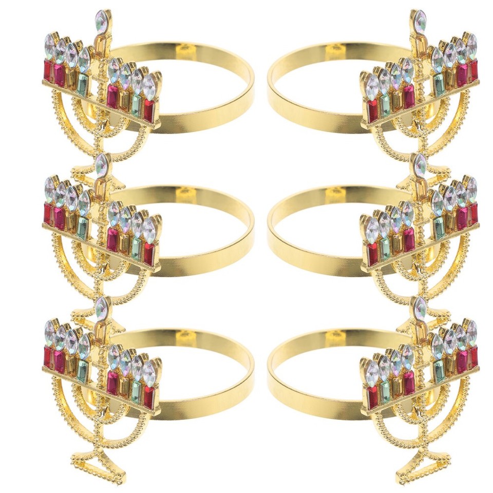 6pcs Hanukkah Napkin Buckles Rhinestone Shaped Napkin Rings Jewish ...