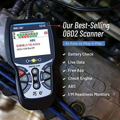 INNOVA 5210 - Newest 2022 OBD2 Scanner Diagnostic Tool - Read/Erase ABS ...