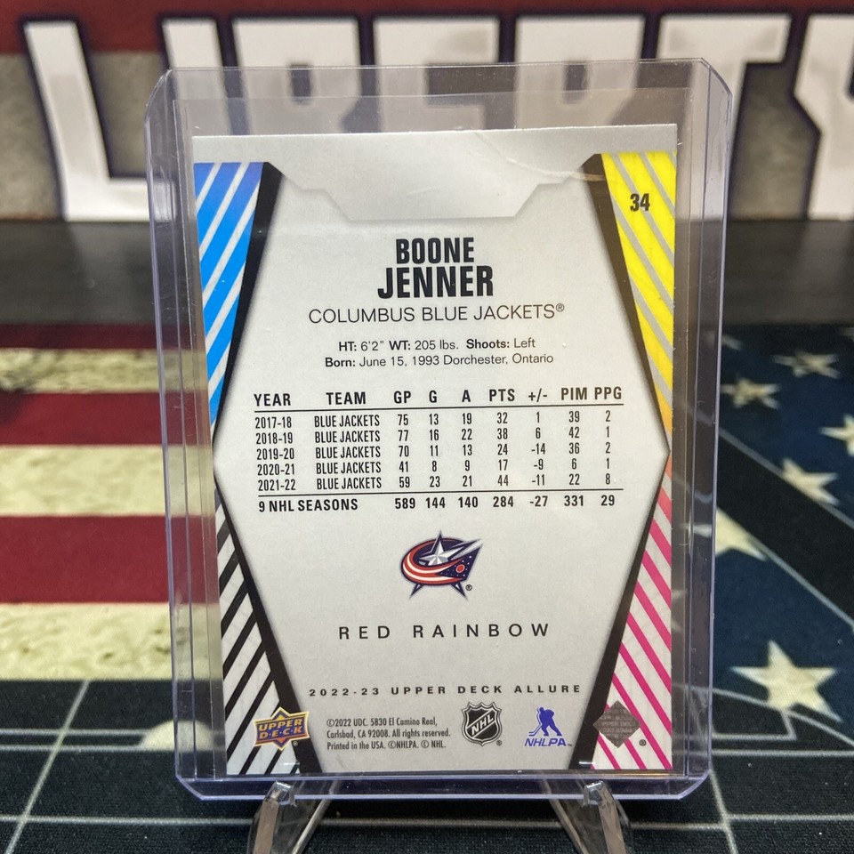 2022-23 Upper Deck Allure Boone Jenner Red Rainbow Columbus Blue ...