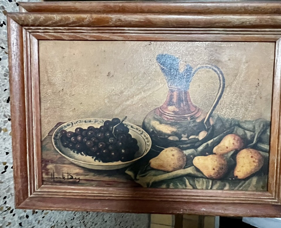2 Pair Of Vintage 1960 Still Life Fruit Framed Painting Signed Henk Bos Hank Boj | eBay