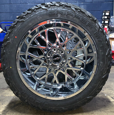 5) 22x12 Vision Rocker Chrome Wheels 35" Fuel MT Tires 8x6.5 Hummer H2 ...