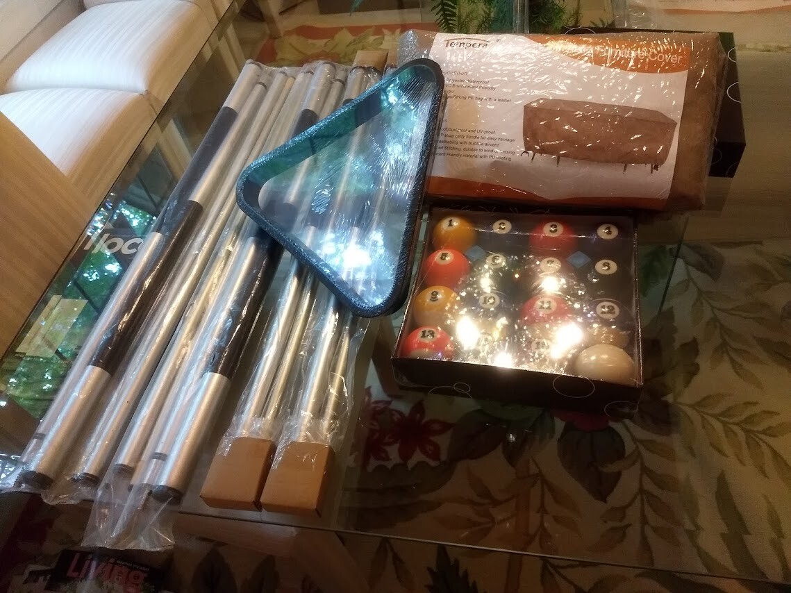 *NEW* LIGHTED FRONTGATE 7 FT Outdoor Pool Table w/ Mfg SEALED EXTRA ...