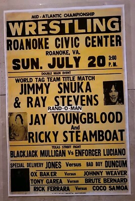 Wrestling Poster Jimmy Snuka & Ray Stevens vs Jay Youngblood & Ricky ...