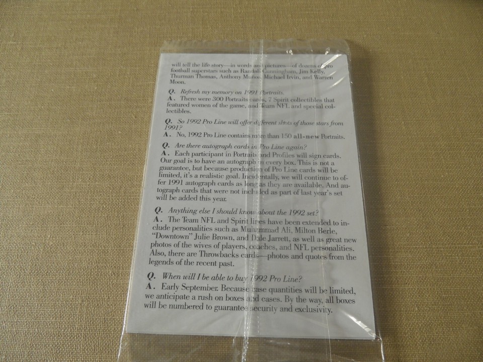 2A-199 1992 PROLINE football card promo pack unopened cello | eBay