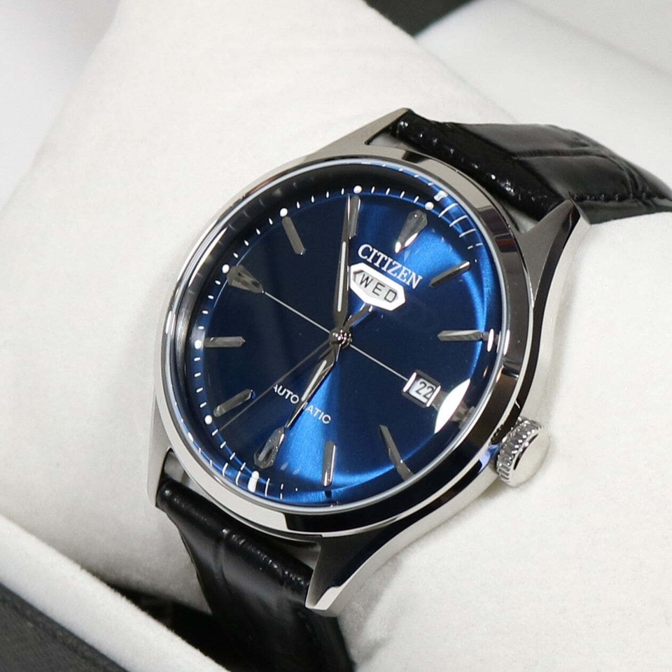 Citizen Men's C7 Series Automatic Blue Dial Black Leather Strap Watch ...
