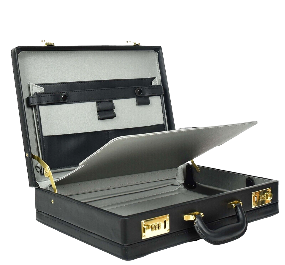 Executive Faux Leather Business Briefcase Attache Travel Case Office ...