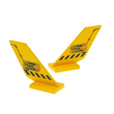 2x Lego Tail Wing 6x2x4 Yellow Printed Res Q Lines Black 4610 6239px3 ...